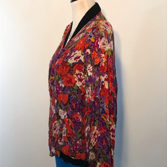 Vintage | Jackets & Coats | Vintage 98s Rose Floral Bomber Silky Jacket ...